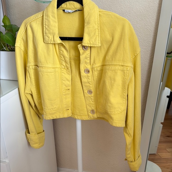 Zara | Jackets & Coats | Zara Yellow Cropped Jean Jacket Vibrant | Poshmark